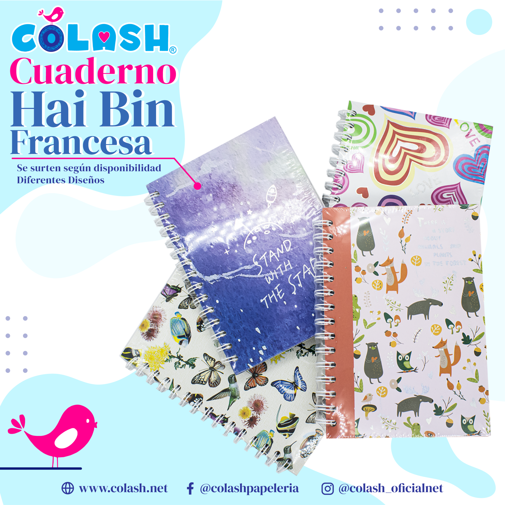 CUADERNO HAI BIN FRANCESA | Colash - La Papelería Más Divertida de México